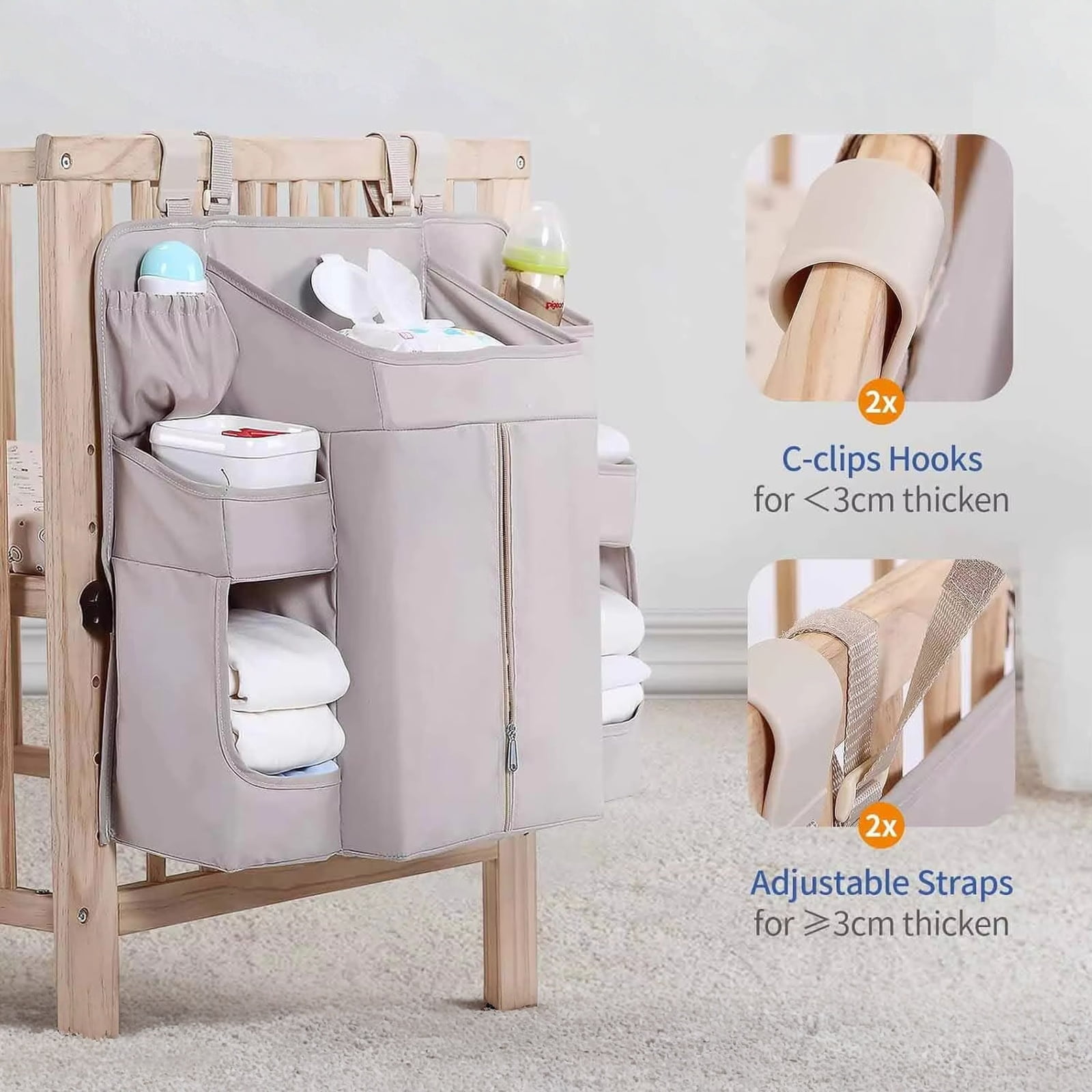 THOPBPRK Hanging Crib Organizer 2025 Large Capacity Baby Bed Storage ...