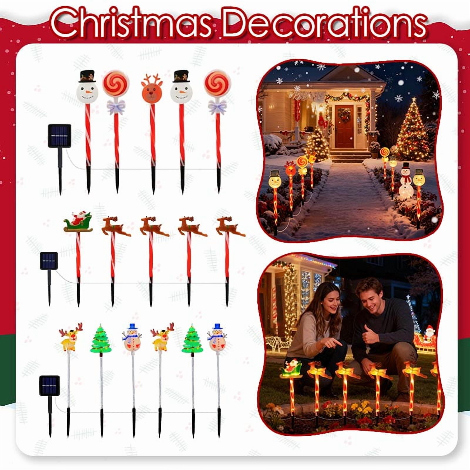 THOPBPRK LED Garden Stake Light Christmas Decorations Outdoor Hollow ...