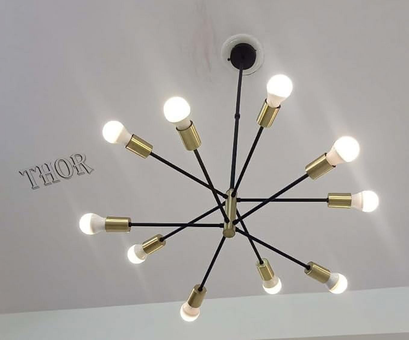 THOR INSTRUMENTS 10 -Light Modern Sputnik Chandelier, Mid Century Black ...