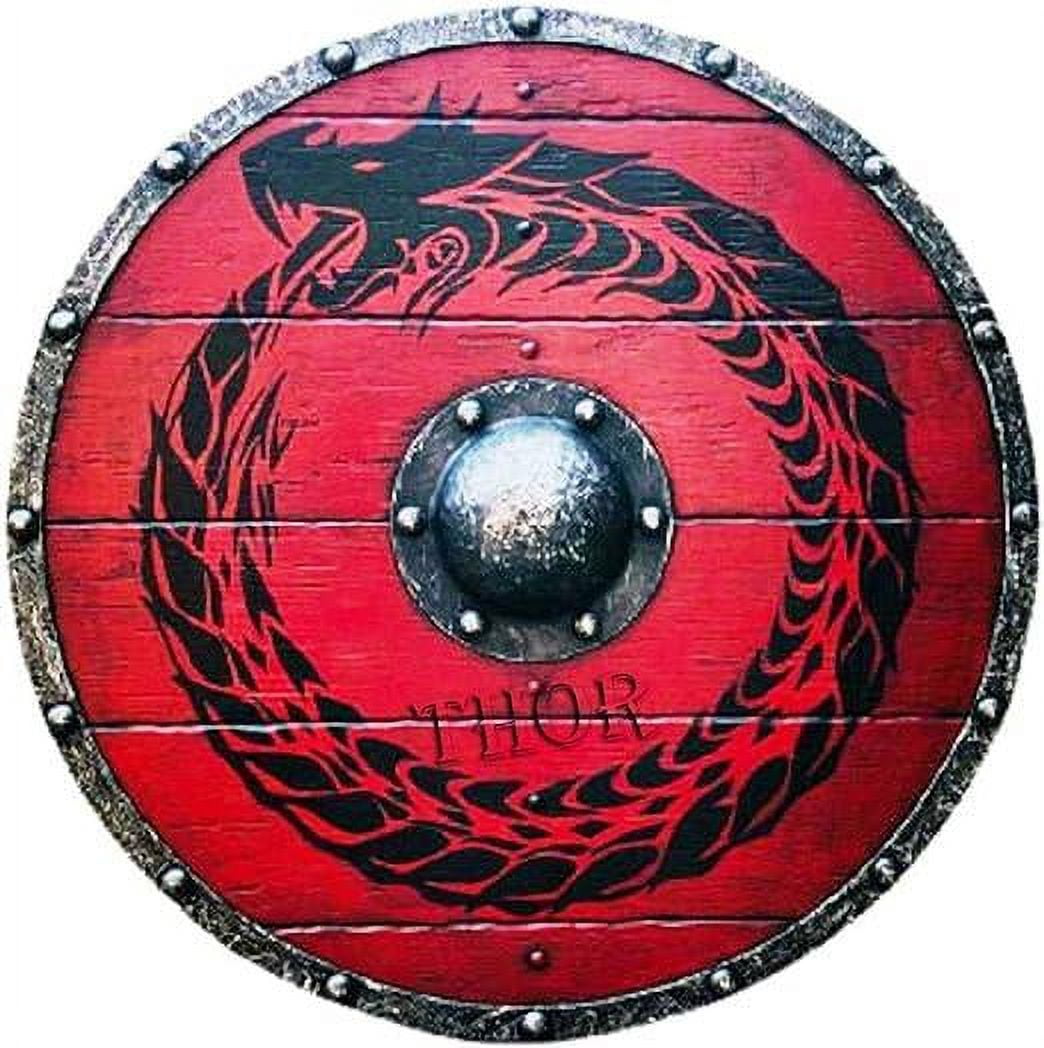 THOR INSTRUMENTS Armor Viking Medieval Dragon Wooden Round Shield 24 ...