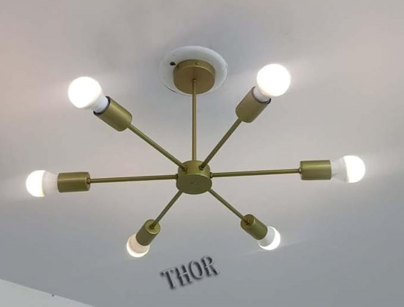 THOR INSTRUMENTS Beautiful Sputnik Chandelier 6 Light Brushed Brass ...