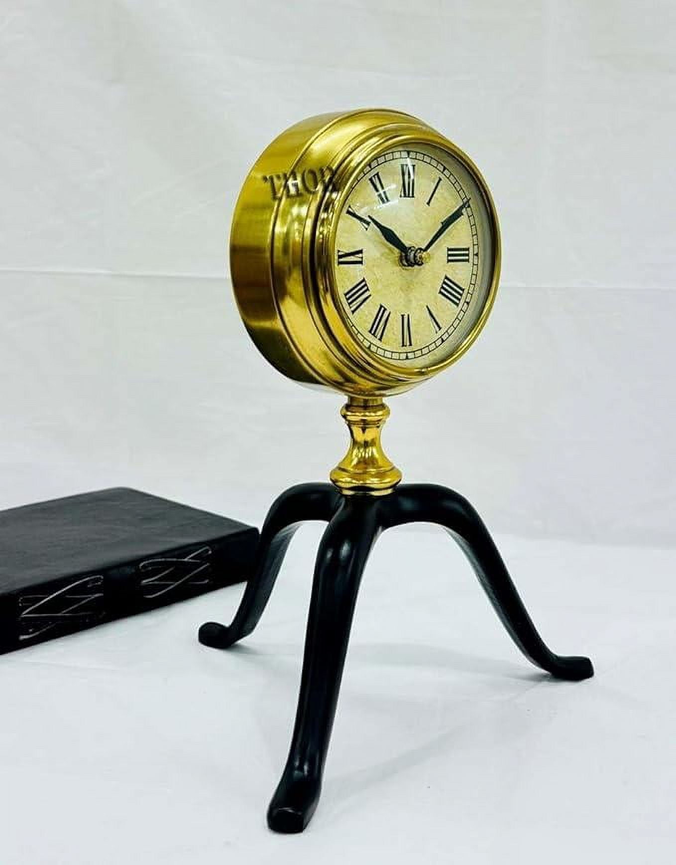 THOR INSTRUMENTS Black Table Clock Nautical Desk Maritime Analog Metal ...