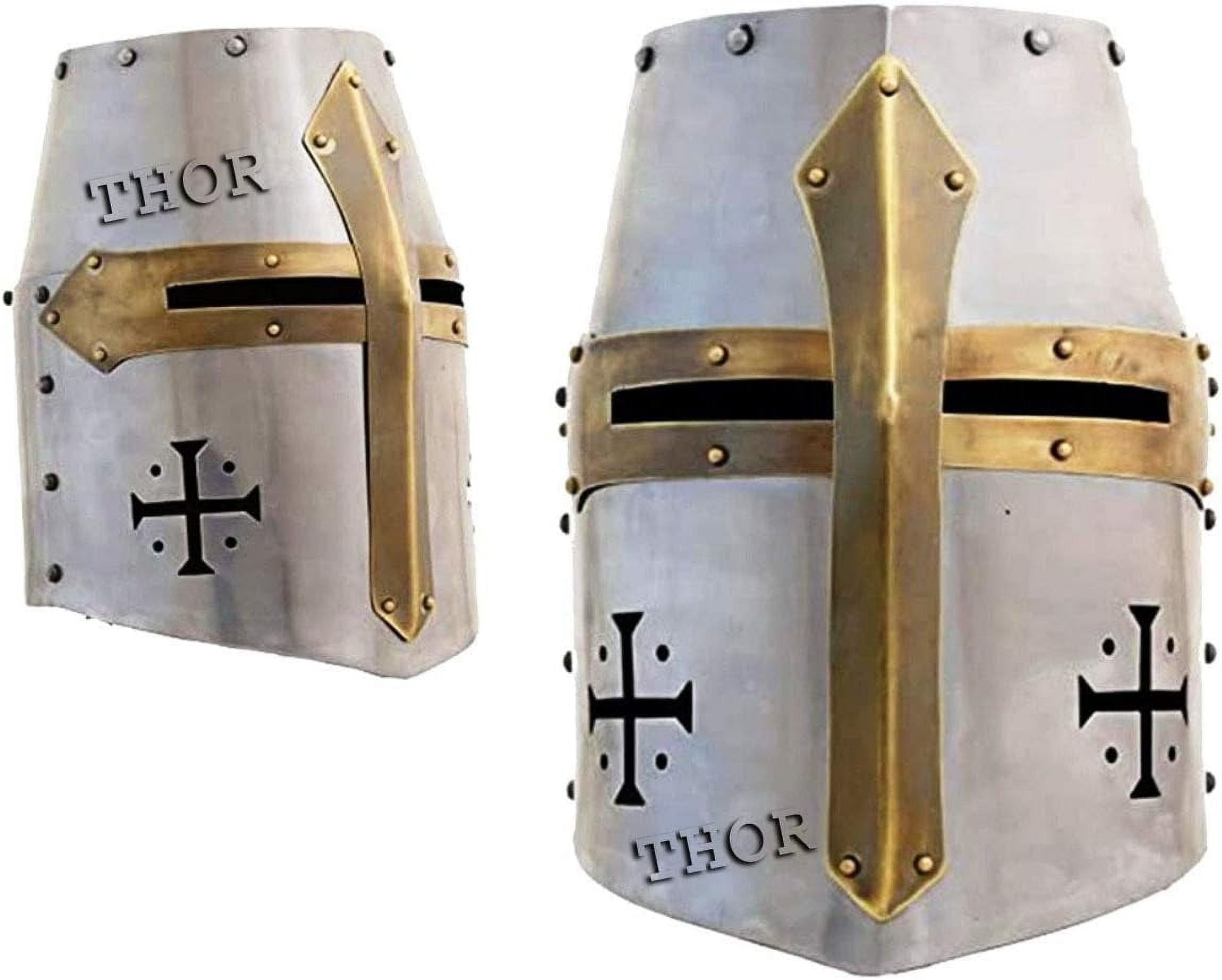 THOR INSTRUMENTS Crusader Armor Templar Knight Helmet Medieval Silver ...