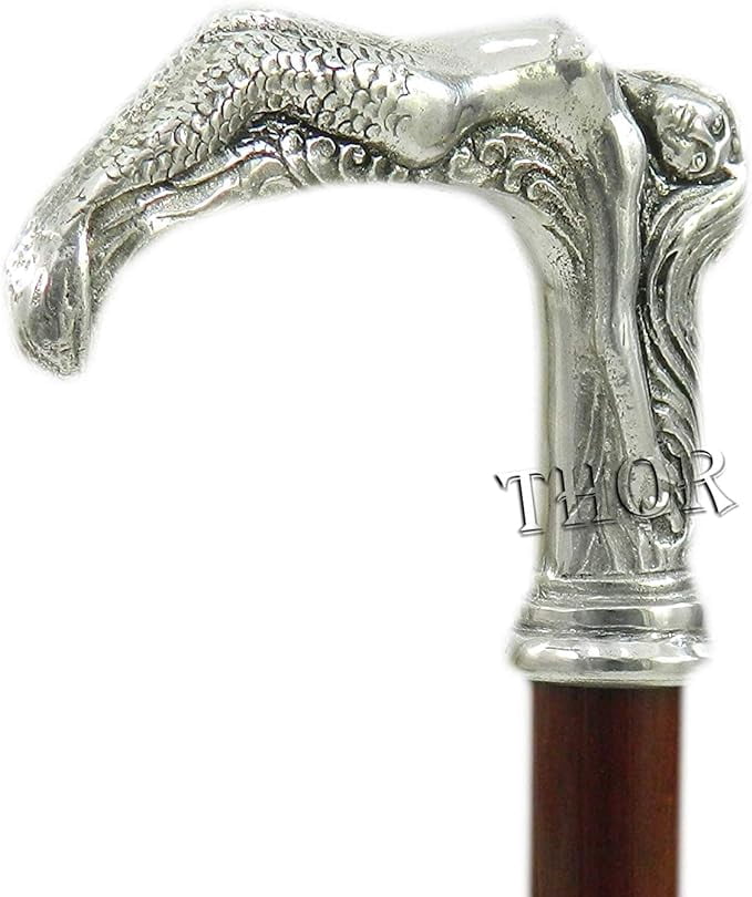 THOR INSTRUMENTS Handmade Marmaid Handle Walking Stick Cane Vintage ...