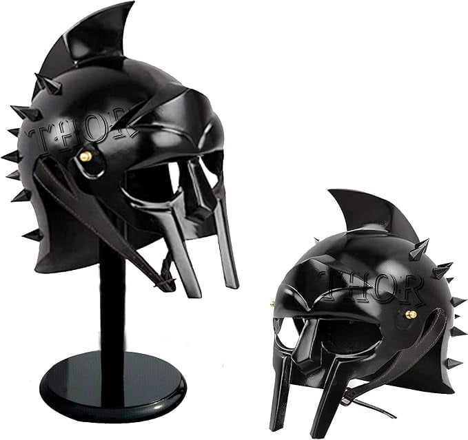 THOR INSTRUMENTS Maximus Roman Gladiator Armor Helmet Black Finish ...