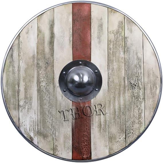 THOR INSTRUMENTS Medieval Armor Round Plaque Wooden Viking Shield with ...