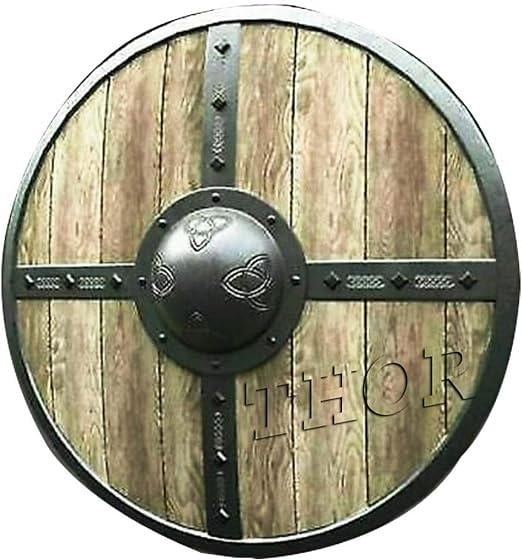 THOR INSTRUMENTS Medieval Armour Natural Wooden Shield Fully Functional ...