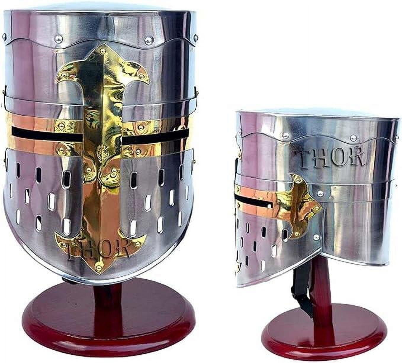 THOR INSTRUMENTS Medieval Brass Crusader Metal Knight Templar Helmet ...