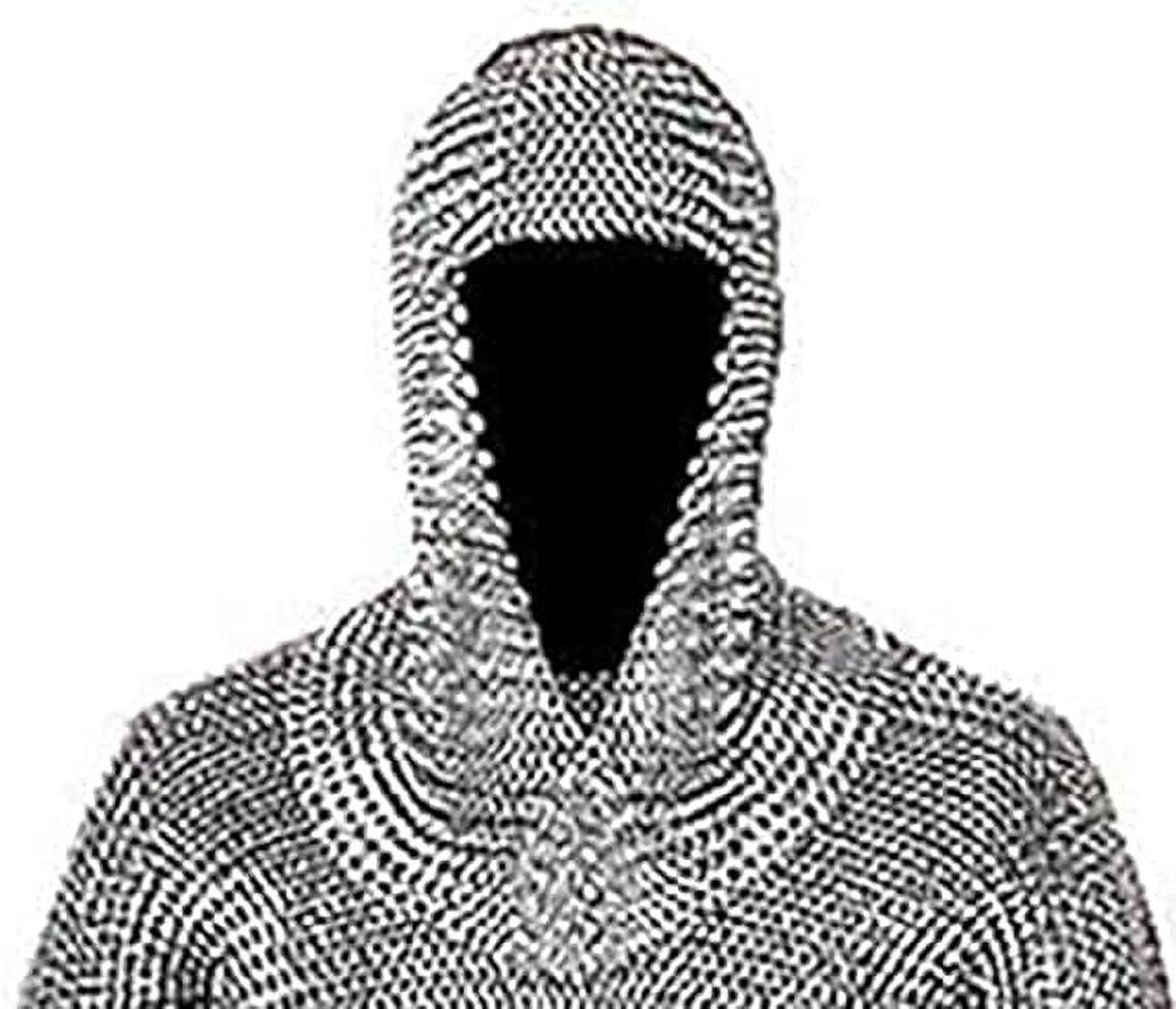 THOR INSTRUMENTS Medieval Chainmail Coif Armor Mild Steel Silver Rustic ...