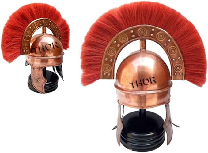 THOR INSTRUMENTS Medieval HBO Armor Roman Helmet W/Red Plume Halloween ...