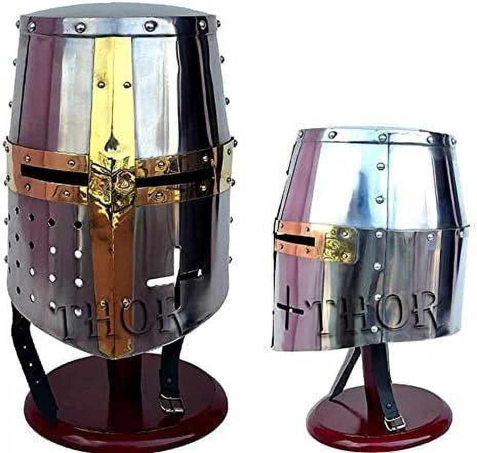 THOR INSTRUMENTS Medieval Knight Brass Templar Crusader Armour Helmet ...