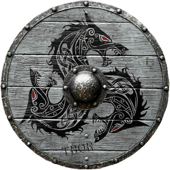 THOR INSTRUMENTS Medieval Larp Warrior Dragon Wooden Viking Round ...