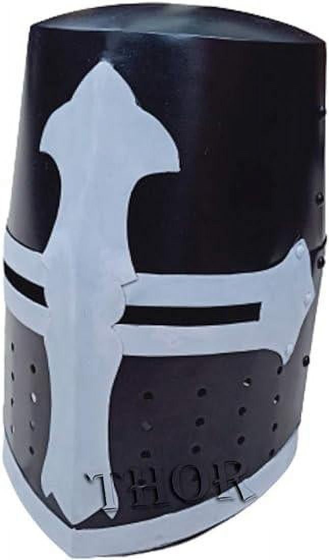 THOR INSTRUMENTS Medieval Templar Crusader Knight Black Armor Helmet ...