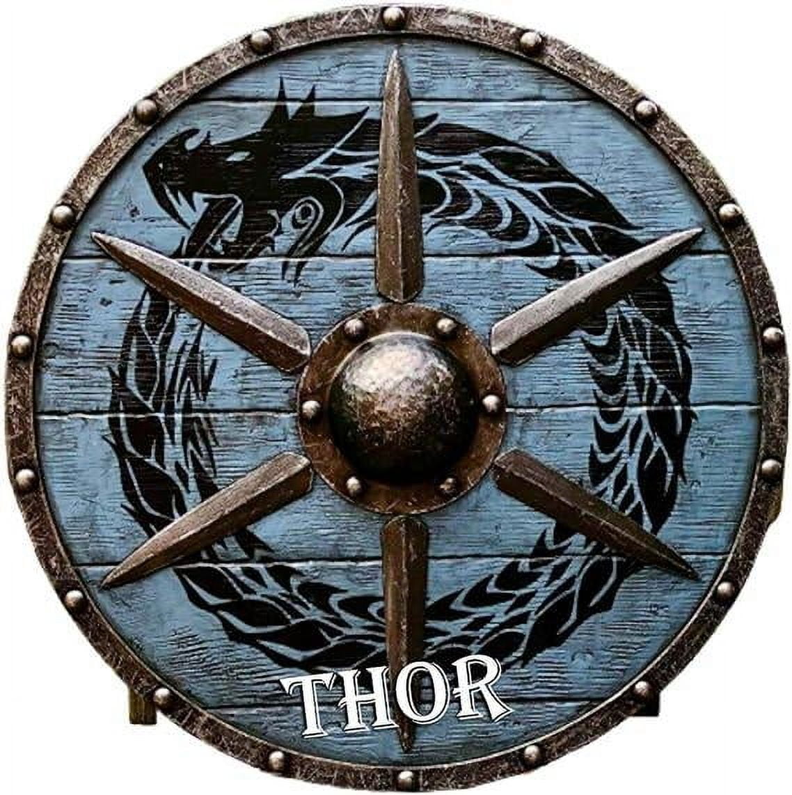 THOR INSTRUMENTS Medieval Viking Larp Warrior Wood & Steel Dragon Round ...