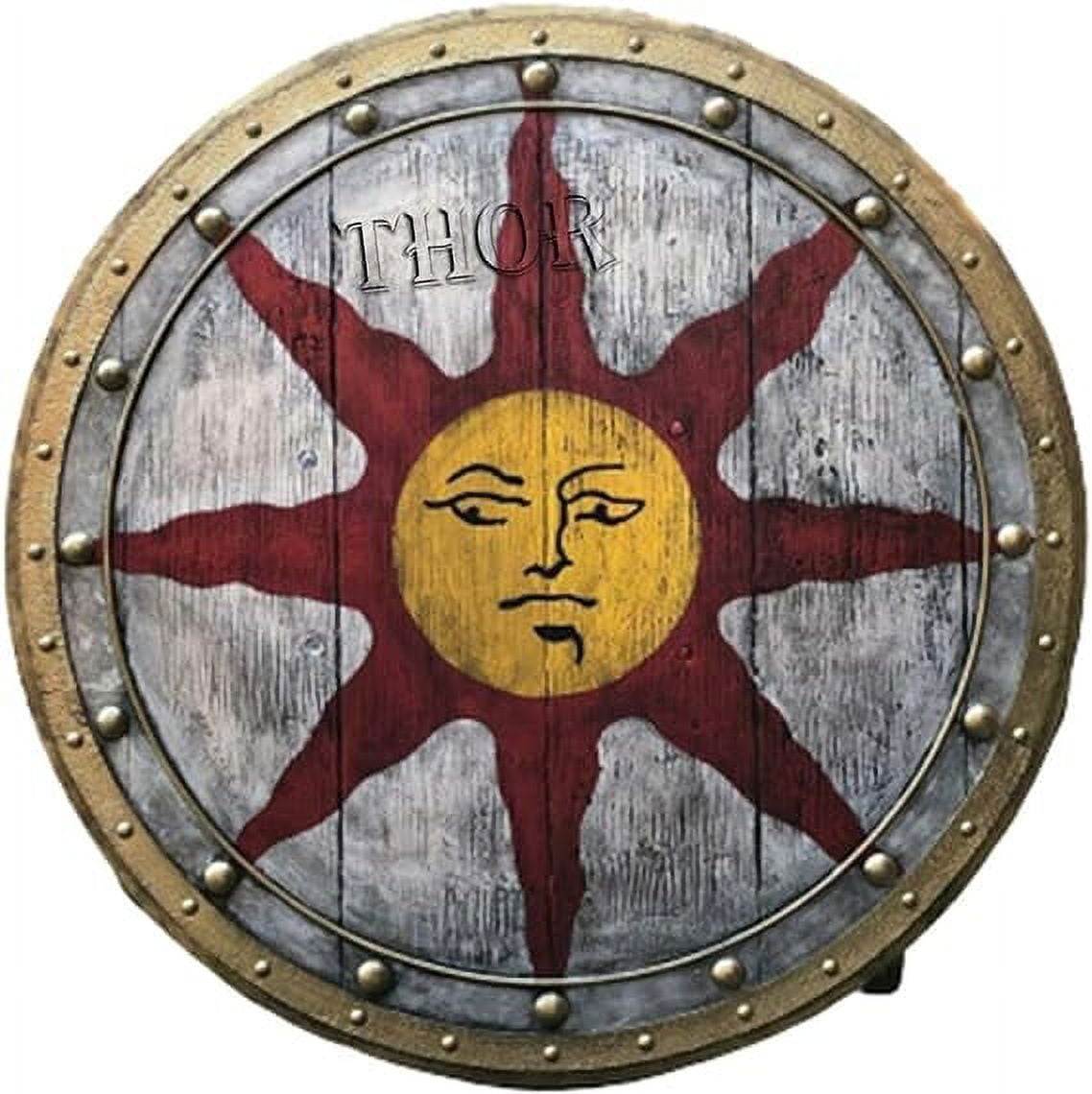 THOR INSTRUMENTS Medieval Viking Sun Round Armour Wooden Shield Fully ...
