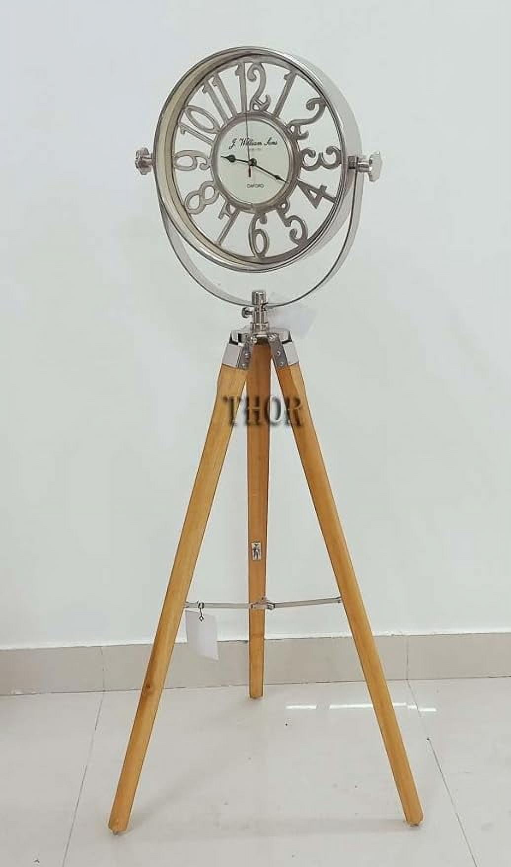 THOR INSTRUMENTS Nautical Round Maritime Frame Clock with Black Tripod ...