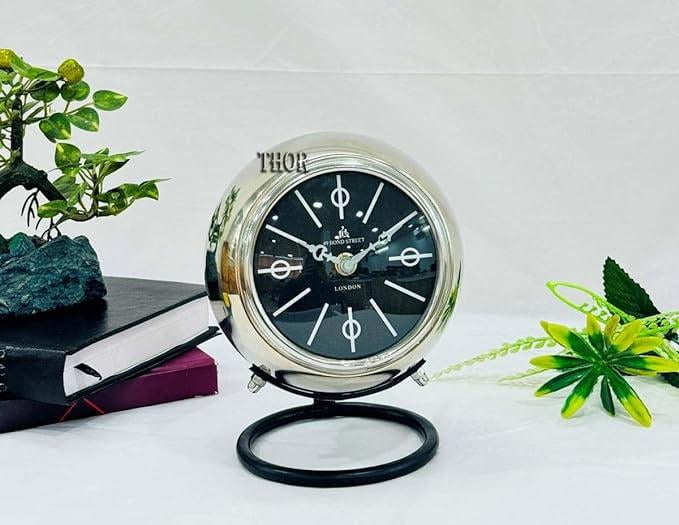 THOR INSTRUMENTS Retro Battery Operated Table Top Clock, Modern Round ...