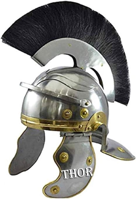 THOR INSTRUMENTS Roman Centurion Helmet Armor W/Black Plume Medieval ...