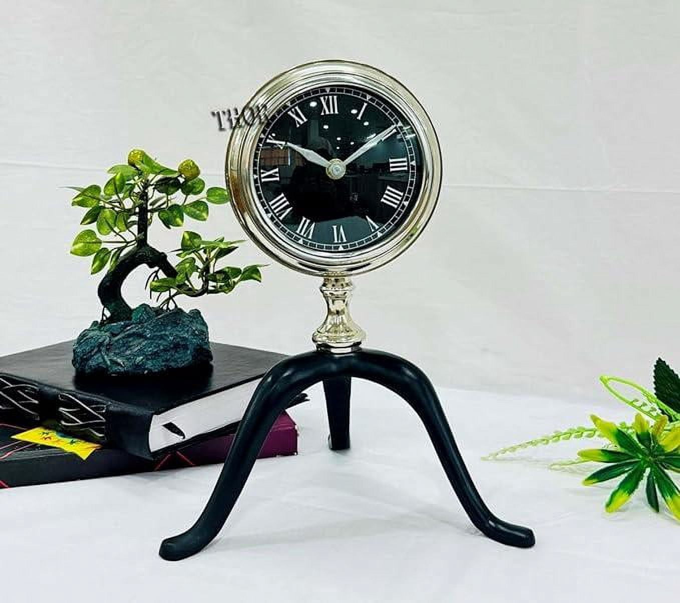 THOR INSTRUMENTS Vintage Analog Alarm Clock Black Small Silent Desk ...