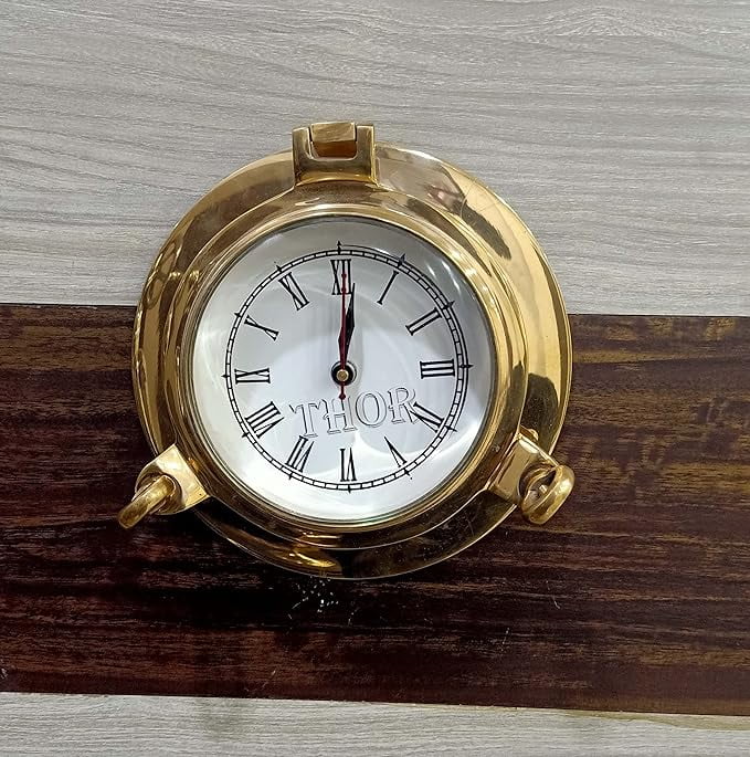THOR INSTRUMENTS Vintage Marine Brass Ship Wall Porthole Clock-Analog ...