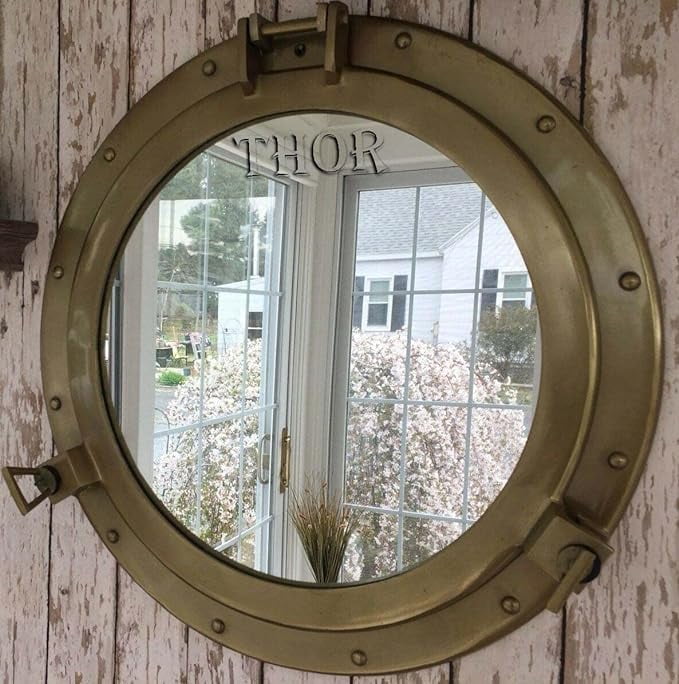 THOR INSTRUMENTS Vintage Style Antique Porthole Mirror Wall Hanging ...