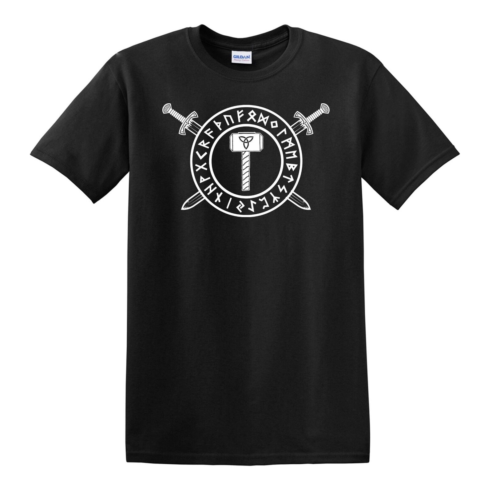 THORS HAMMER Swords Rune T-shirt - Viking Odin Valhalla Norse Thor ...
