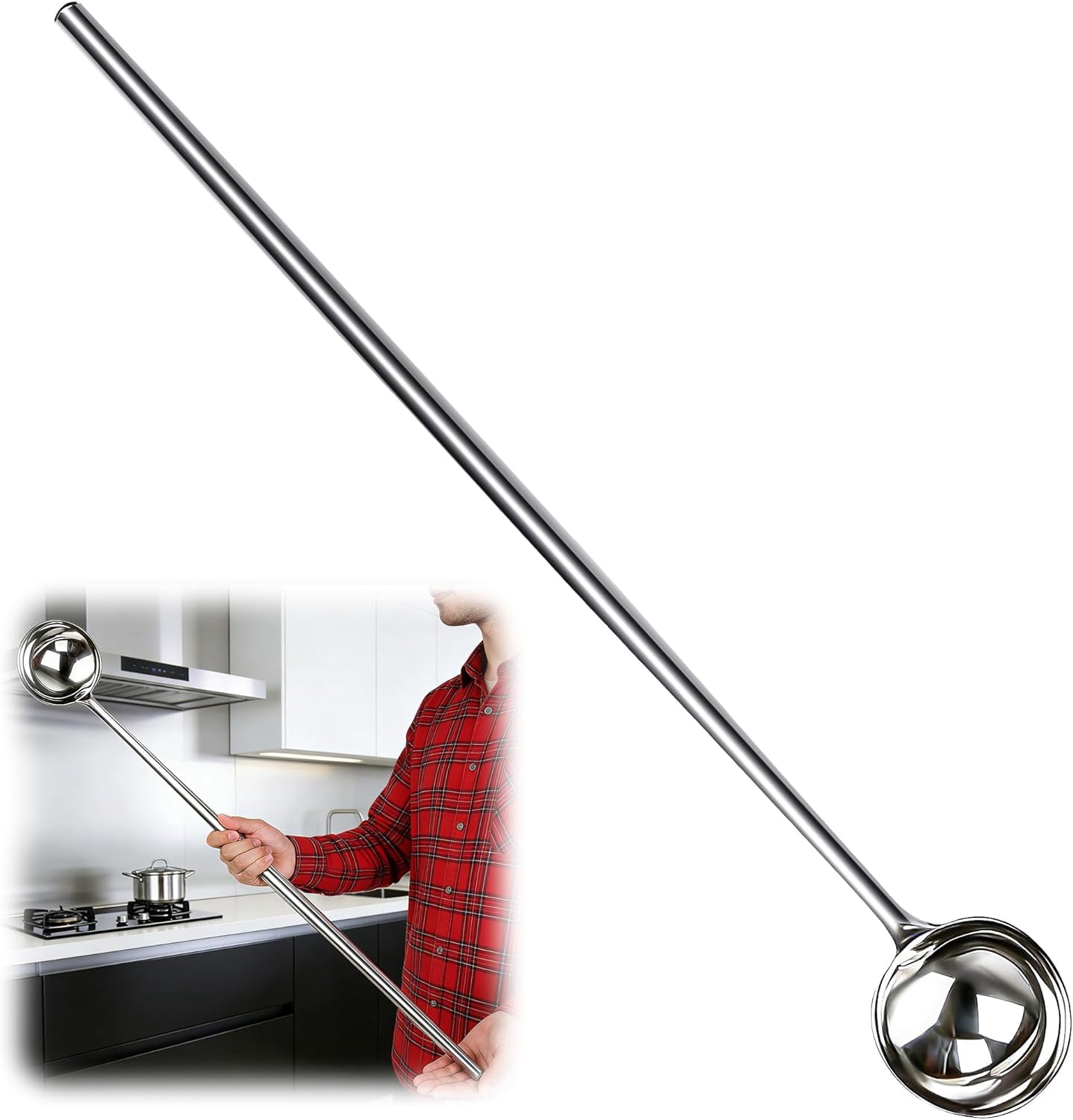 THOUSANDSUNNY Extra Large Stainless Steel Spoon, 47” Large Spoon Giant ...