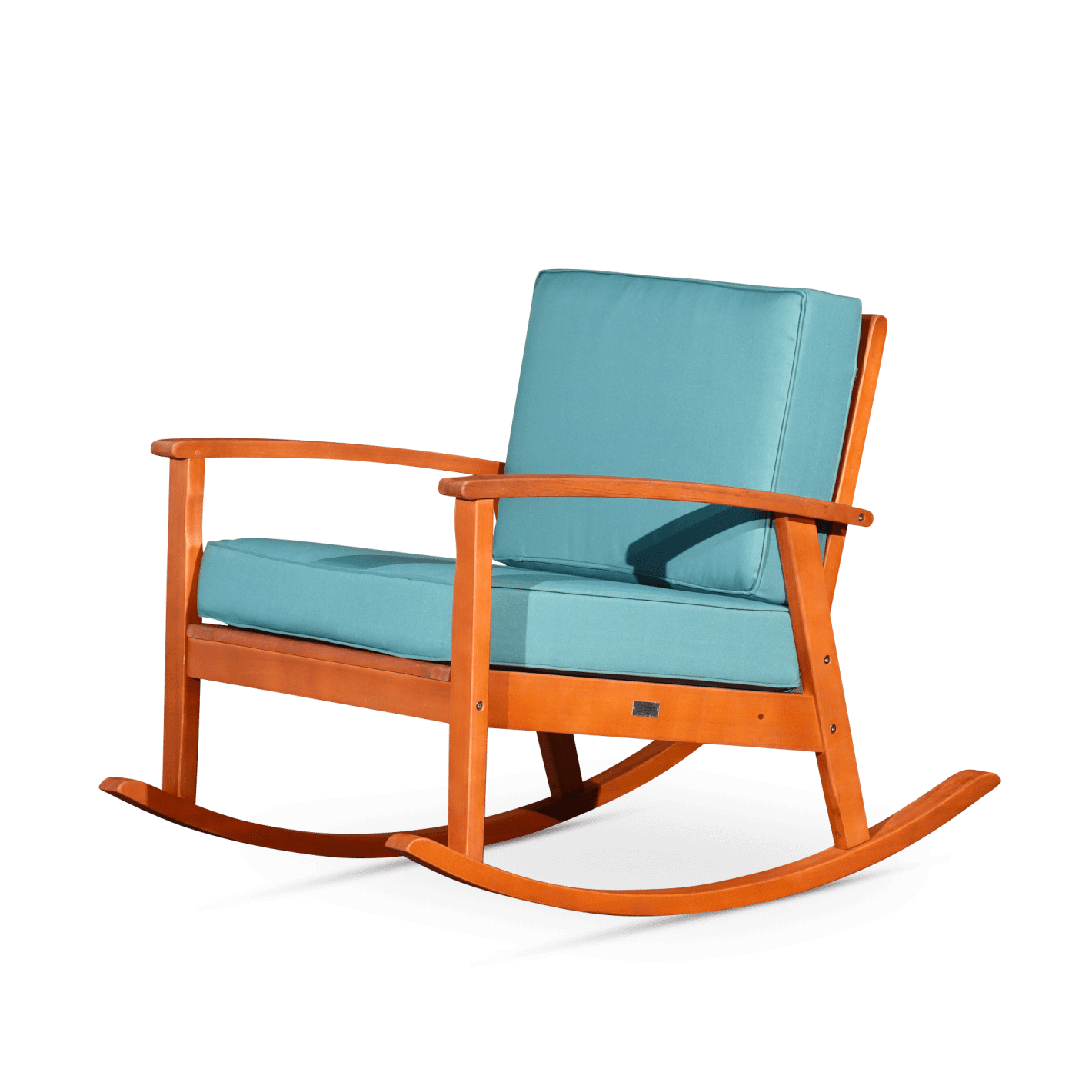 THOWDEE Eucalyptus Rocking Chair with Solid Wood Frame, Wide Glider ...