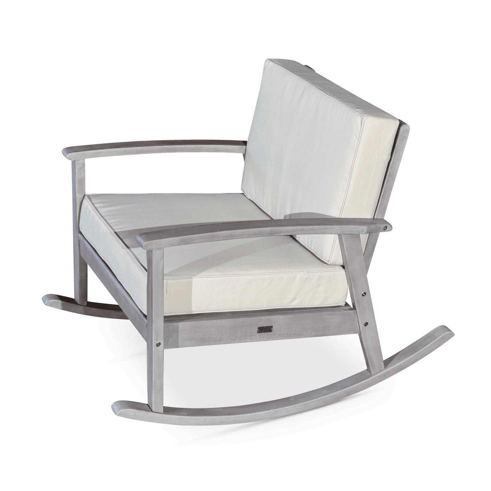 THOWDEE Eucalyptus Rocking Chair with Solid Wood Frame, Wide Glider ...