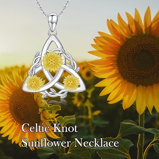 THOYAS Celtic Knot Necklace 925 Sterling Silver Sunflower Rose Celtic ...