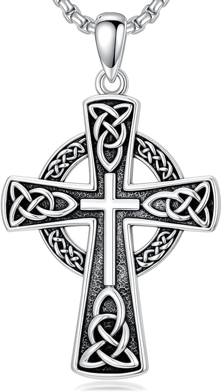 THOYAS Celtic Viking Irish Cross Onyx Turquoise Necklace 925 Sterling ...