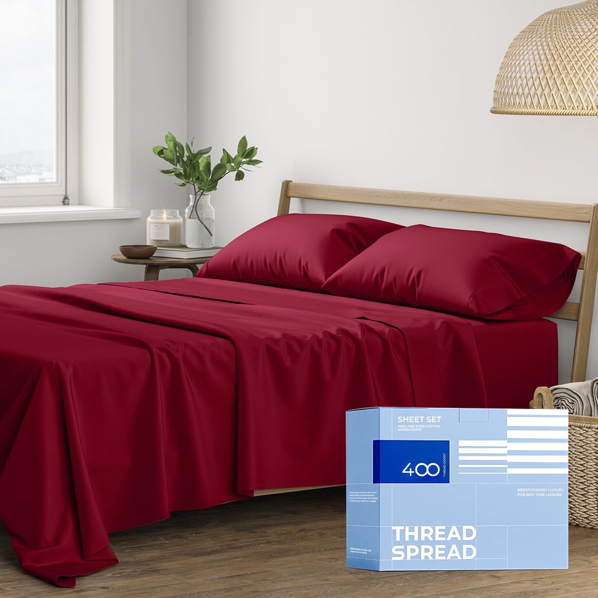Thread Spread 400 Thread Count Queen Sheets 4 Pc 100 Cotton Cooling