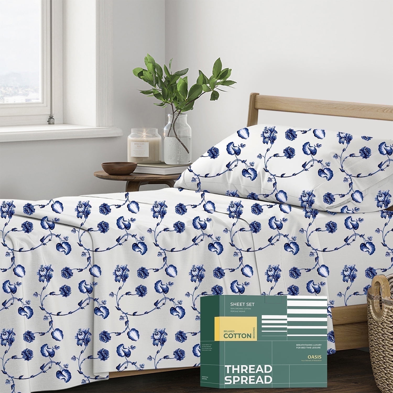 Thread Spread 100% Organic Cotton Sheets Twin Size - 3 PC Printed ...