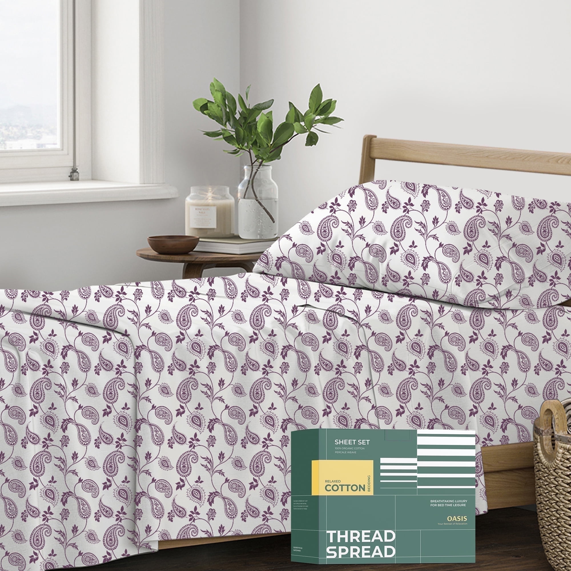 Thread Spread 100% Organic Cotton Sheets Twin Size - 3 PC Printed ...