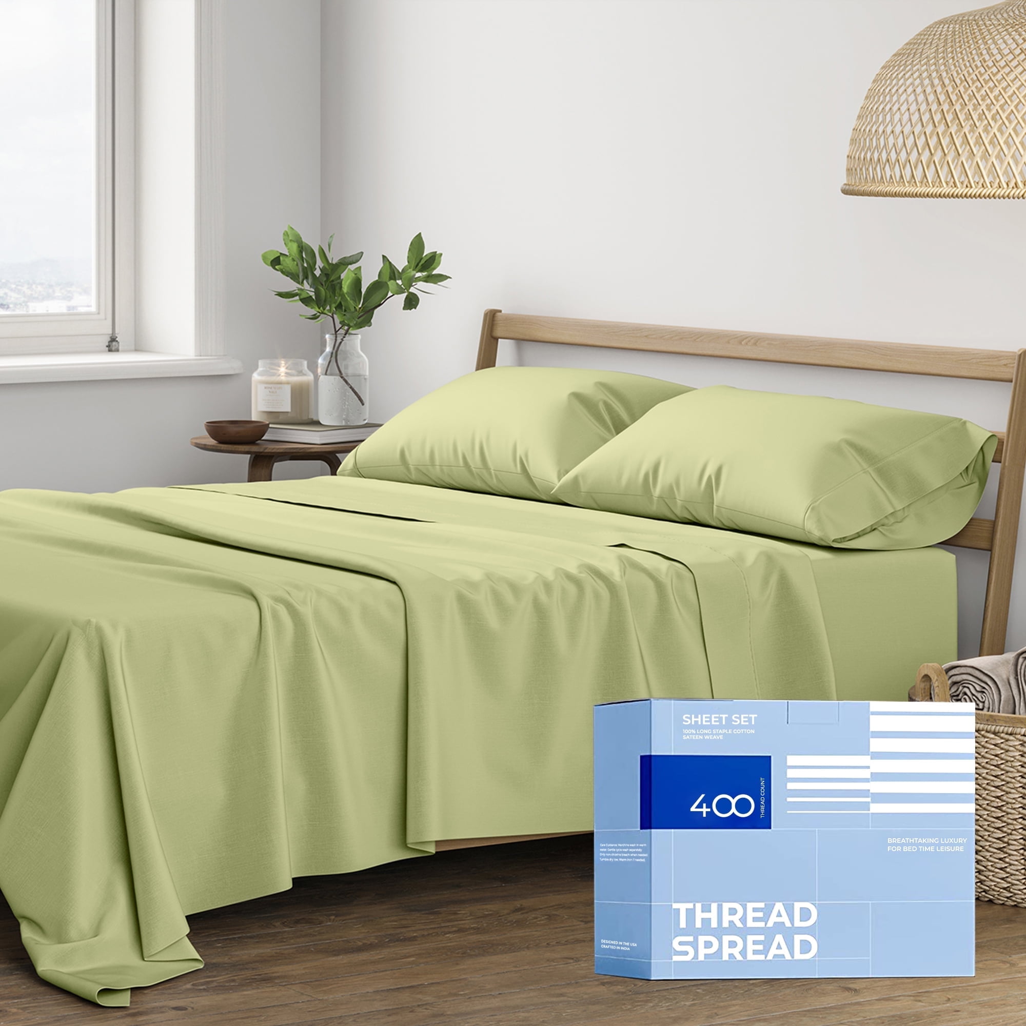 THREAD SPREAD Twin XL Bed Sheets - 400 Thread Count, 100% Cotton ...
