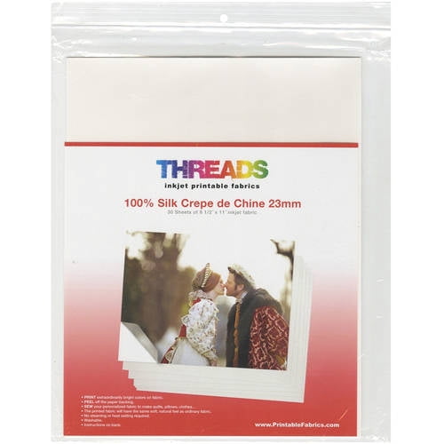 THREADS Inkjet Printable Fabric Sheets, 8.5" x 11", 30pk - Walmart.com
