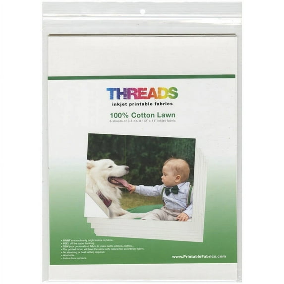THREADS Inkjet Printable Fabric Sheets, 8.5" x 11", 6pk - Walmart.com