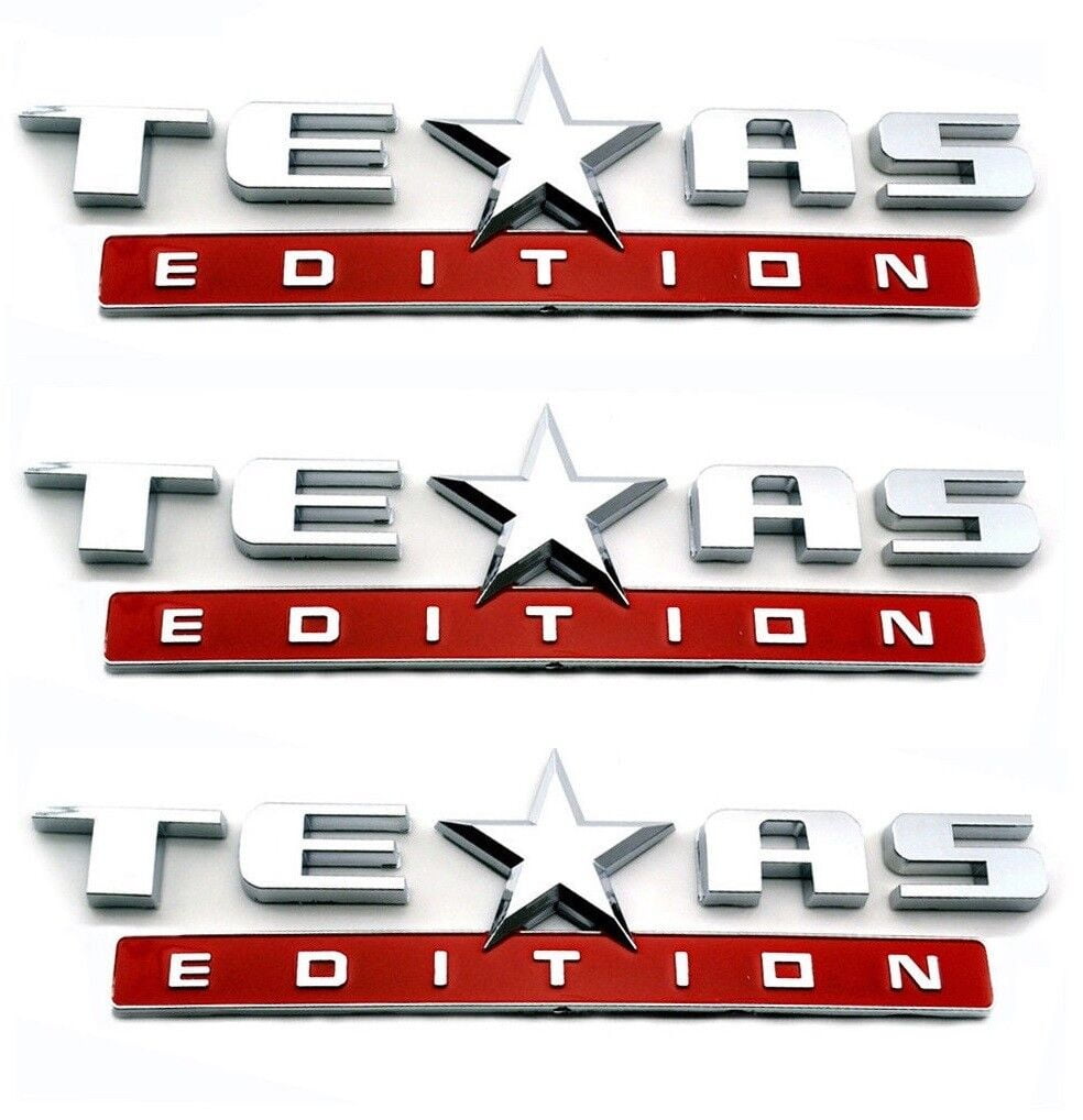 THREE CHROME/RED TEXAS EDITION EMBLEM for CHEVY SILVERADO GMC SIERRA ...