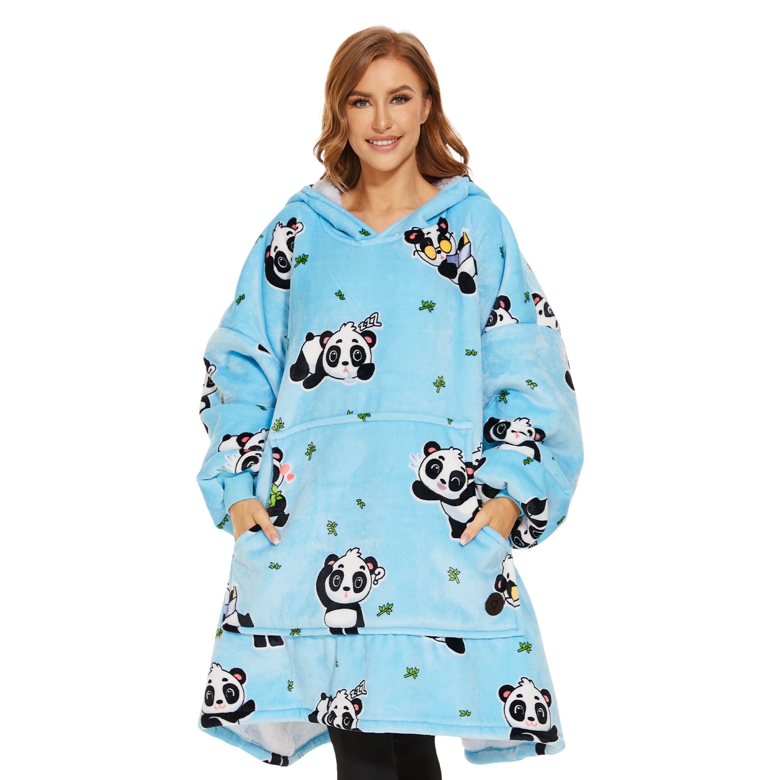 THREE POODLE Kungfu Panda Oversized Sherpa Cozy Warm Blanket Hoodie ...