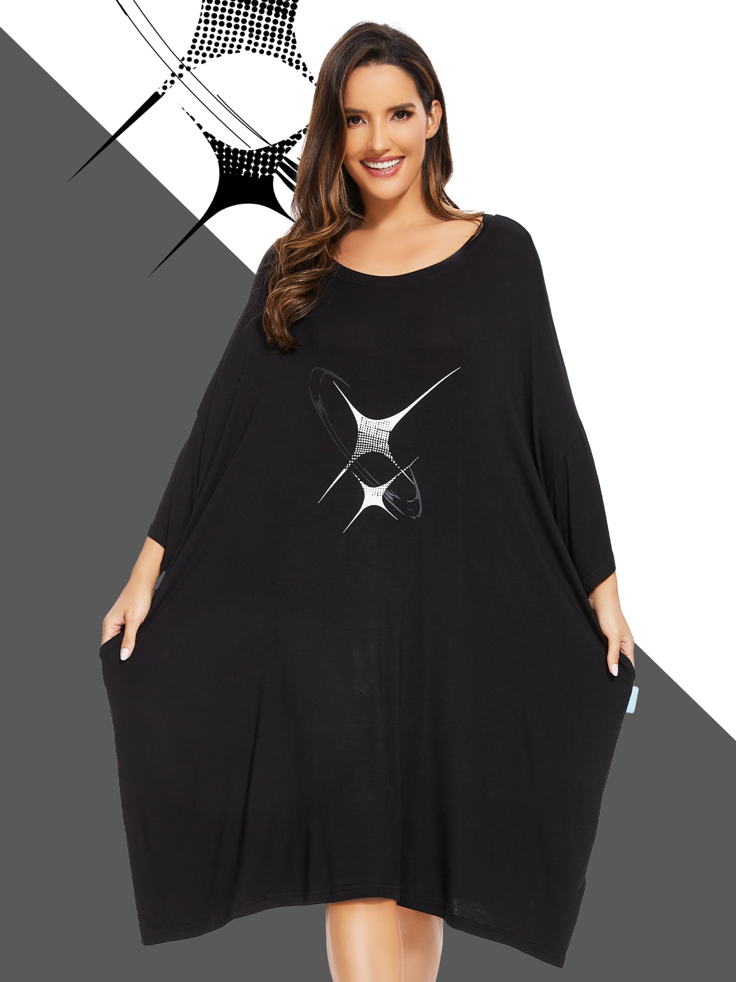 THREE POODLE Oversized Bamboo Sleep Tee, Ultra-Soft Women's Nightgowns ...