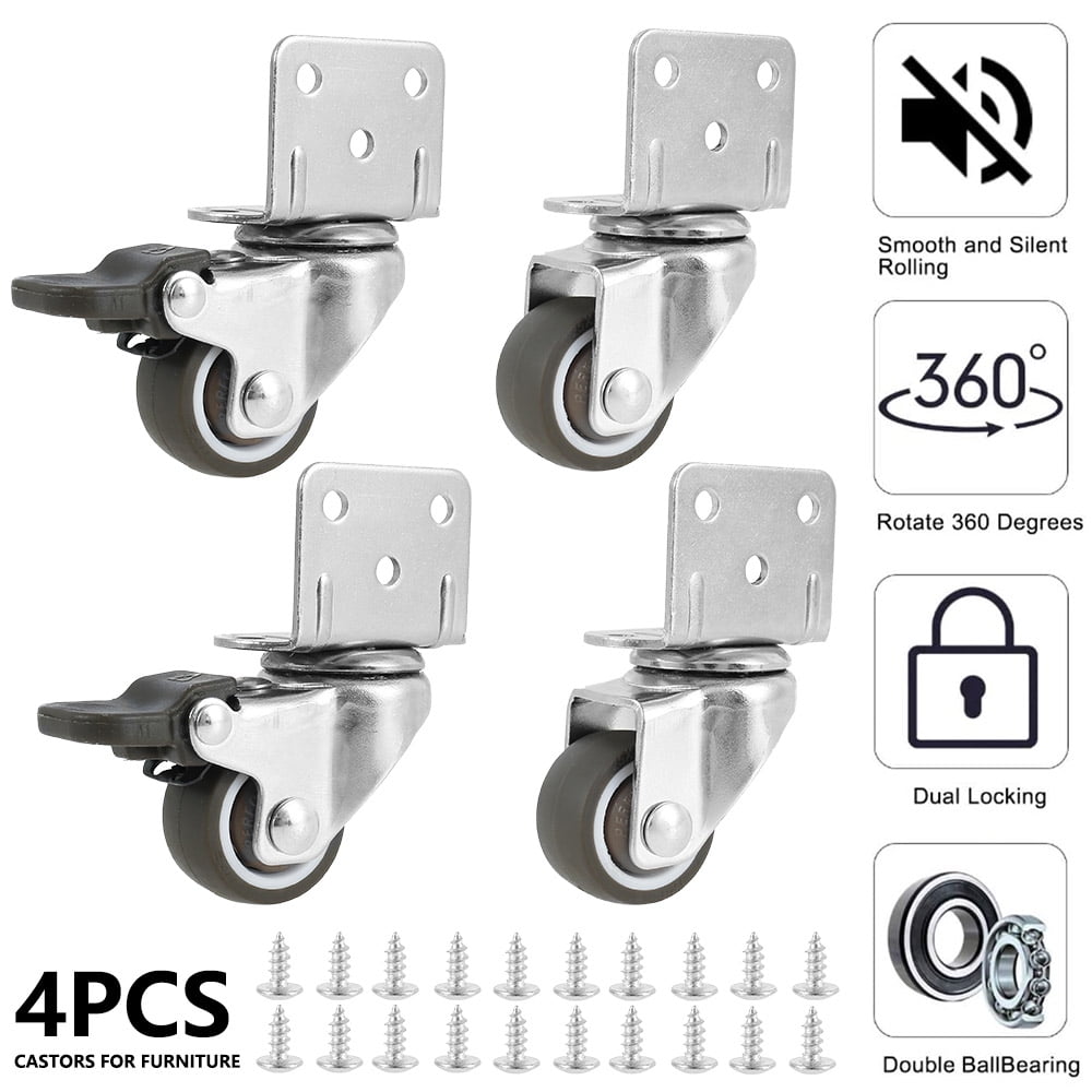 THRENS Houseables Caster Wheels Casters Set of 4 Rubber Heavy Threaded ...