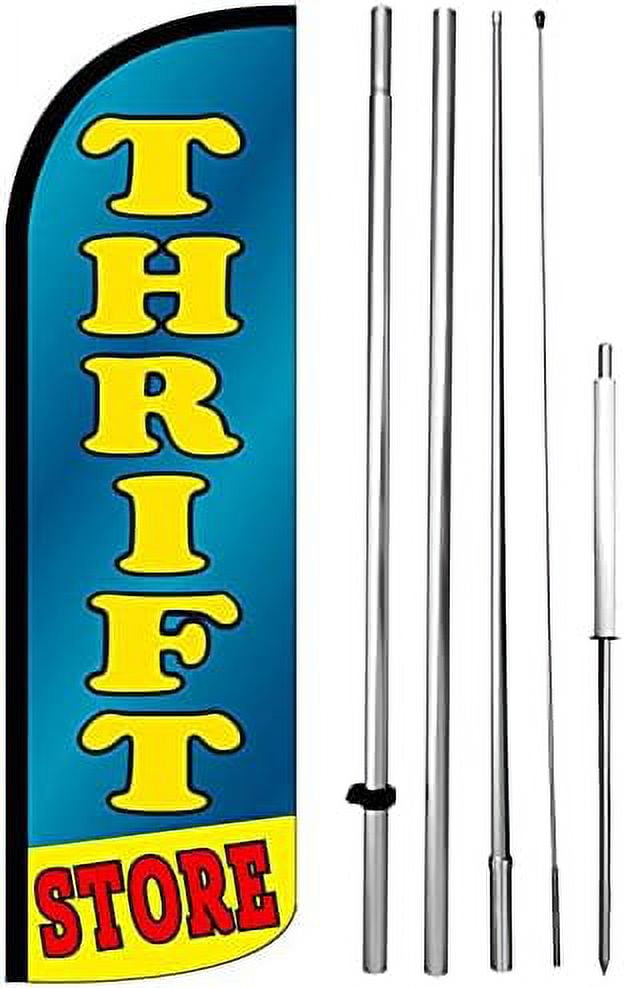 THRIFT STORE Wind Feather Swooper Flag Banner Sign 15 Feet Tall Pole ...
