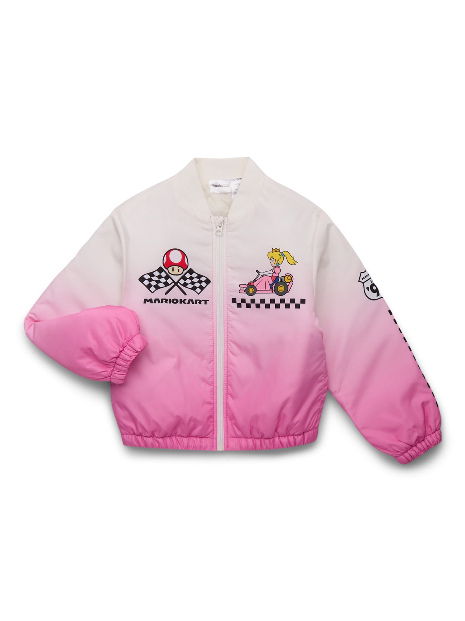 Mario Kart Princess Peach Girls Throwback Bomber Jacket, Sizes 4-12 ...