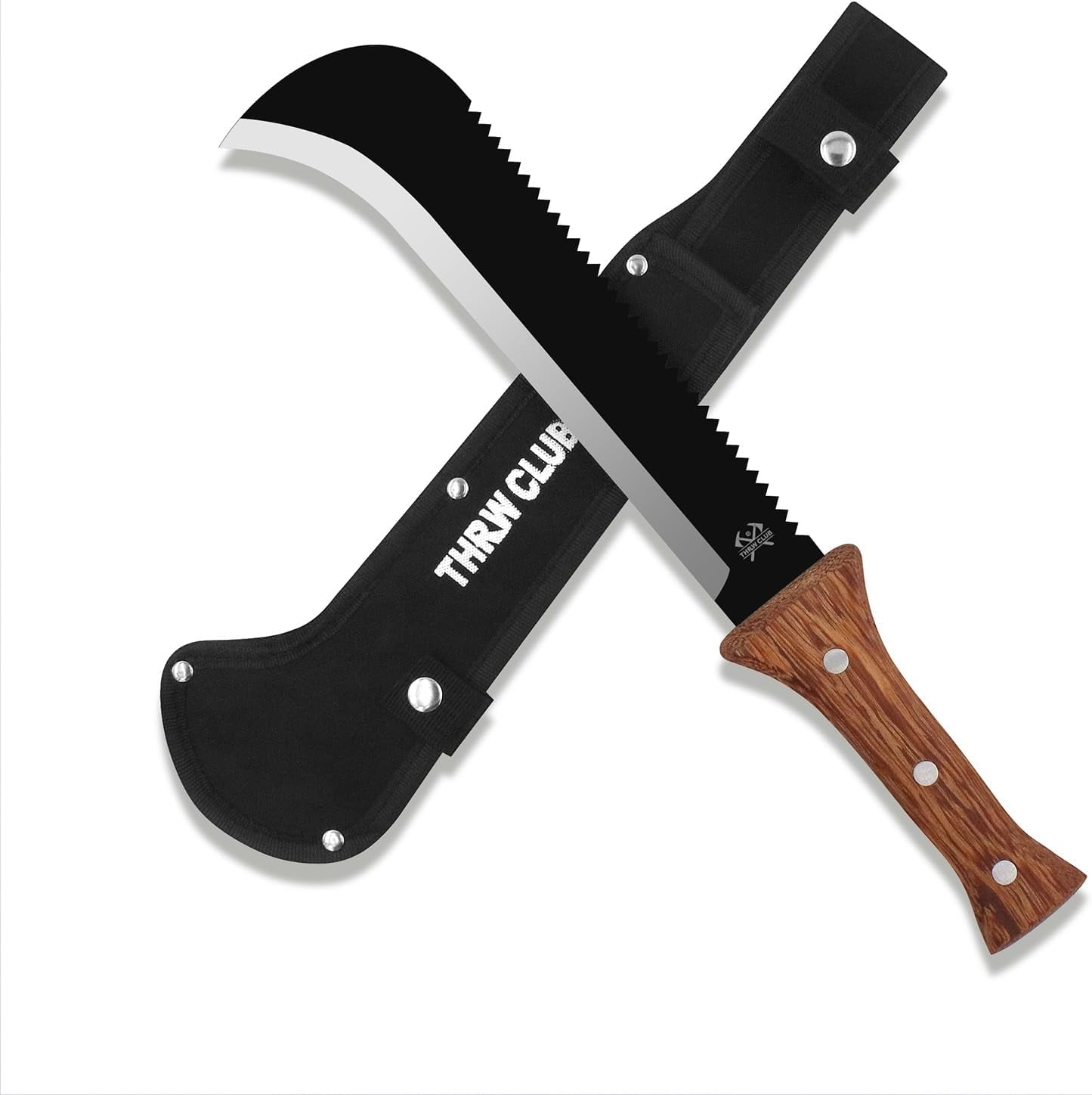 THRWCLUB 15.6" Heavy Duty Billhook Sickle Machete –Sawback Serrated ...