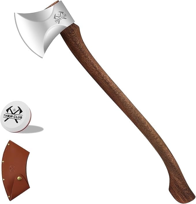 THRWCLUB 34.3" Wood Splitting & Racing Axe, 5.5‑lb Head with Leather ...