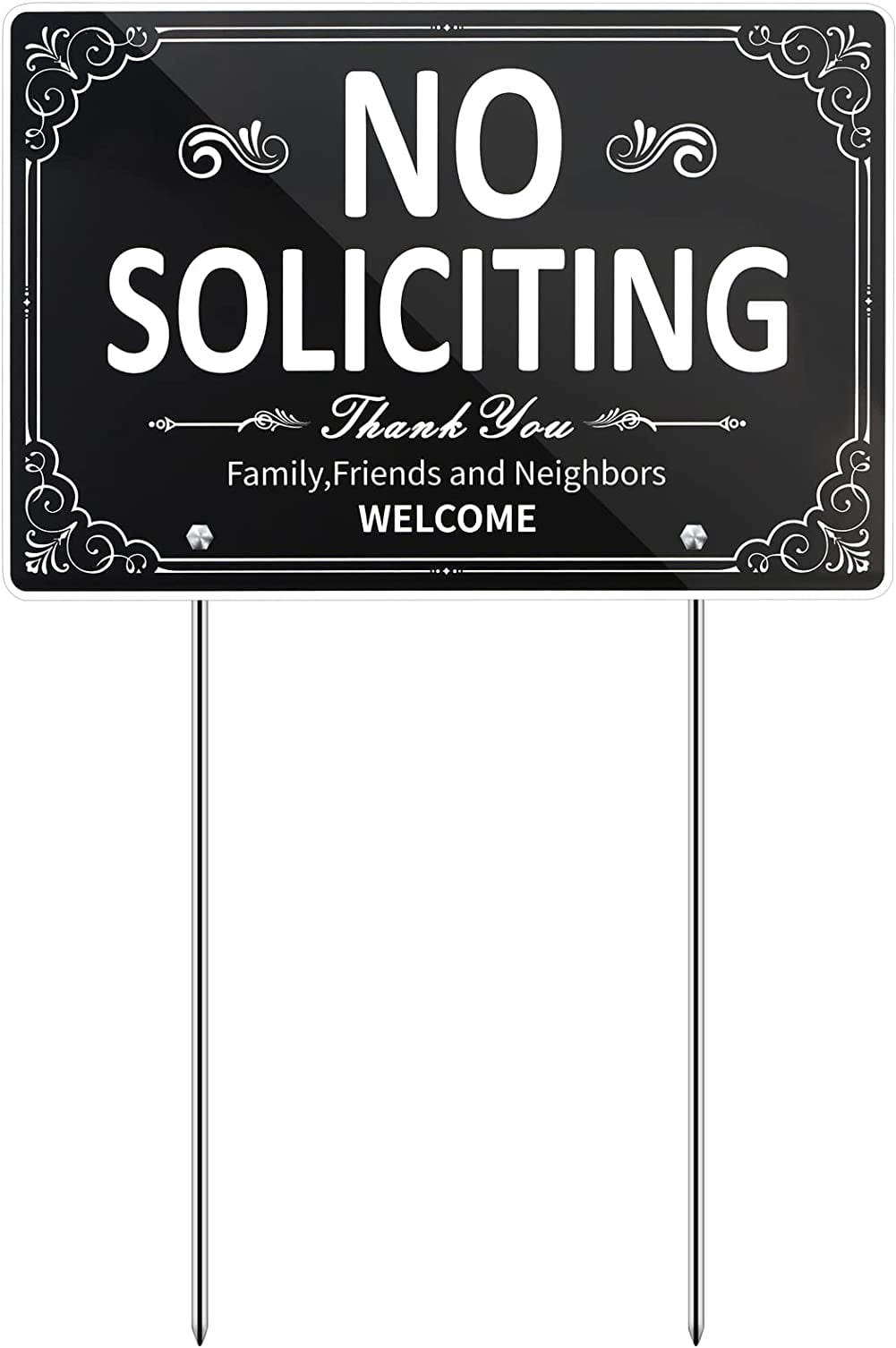 "THTEN No Soliciting Yard Sign, 12""x 8"" Aluminum Stake, Suitable for ...