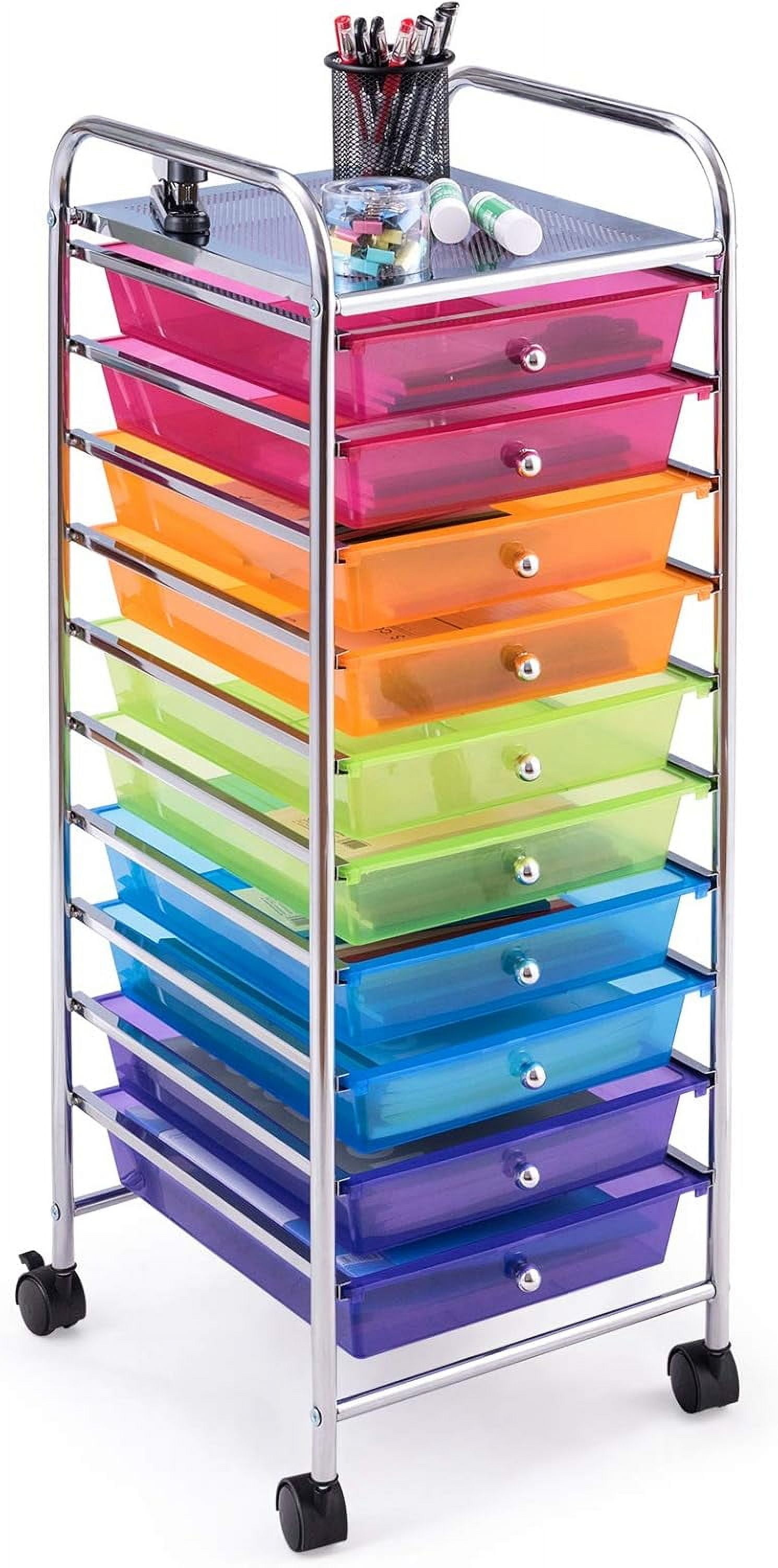 THTGCD 10-Drawer Storage Cart, Utility Cart with Removable Drawers ...