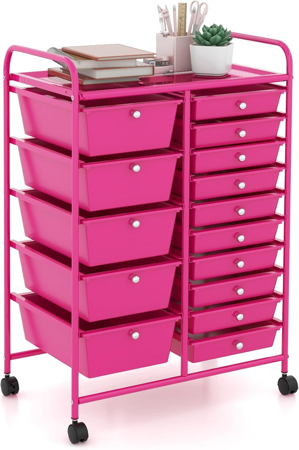 THTGCD 15-Drawer Rolling Storage Cart, Multipurpose Movable Organizer ...