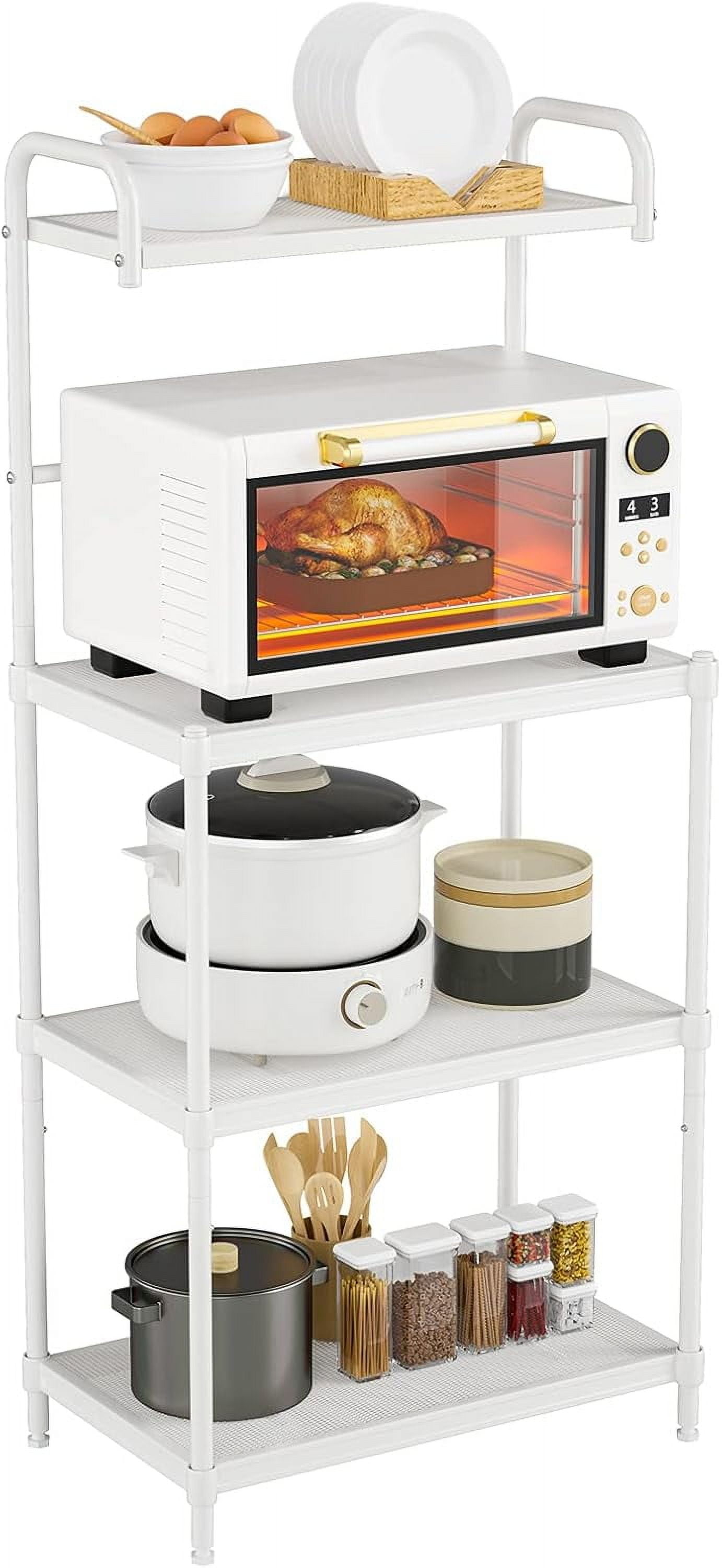 THTGCD 4-Tier Microwave Oven Stand Storage, Multifunctional Kitchen ...