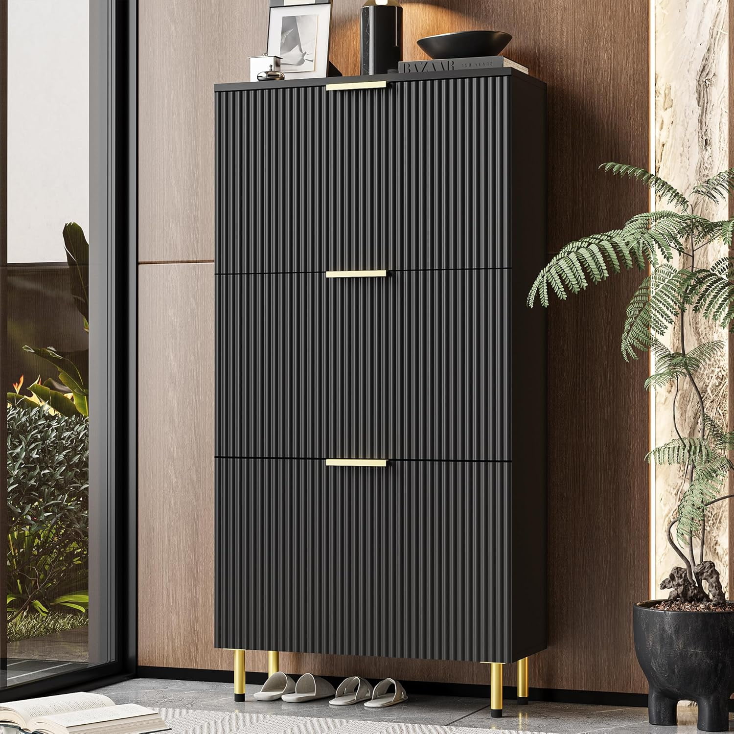 THTGCD 51" Shoe Cabinet with 3 Flip Drawers, Shoe Storage Cabinet for ...